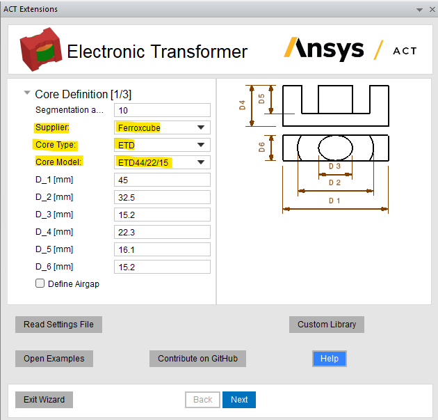 Ansys Electronics Transformer ACT