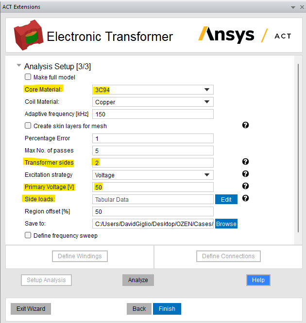 Ansys Electronics Transformer ACT