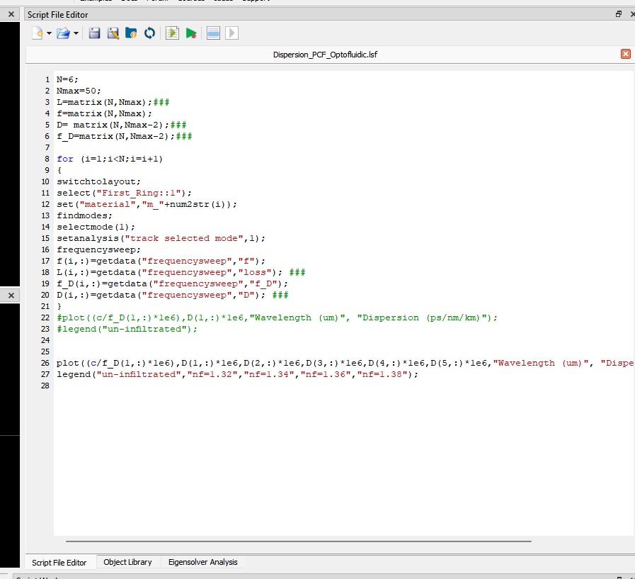 Dispersion Engineering in Photonic Crystal Fiber- Lumerical Mode