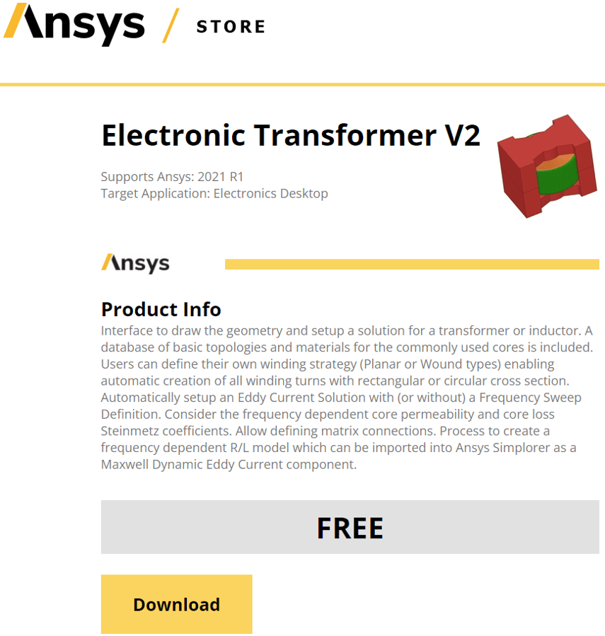 Ansys Electronics Transformer ACT