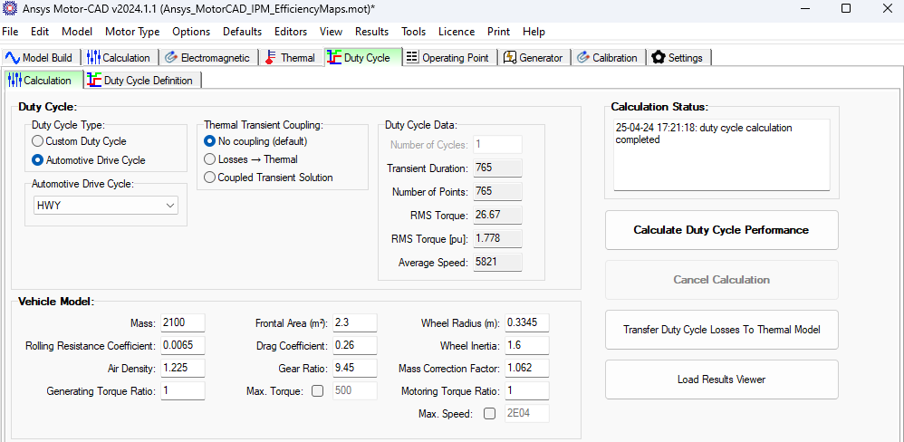 Ansys Motor-CAD: Lab Module Efficiency Maps, Duty Cycle, and Operating Points