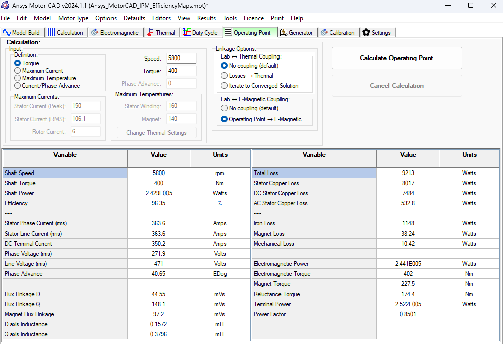 Ansys Motor-CAD: Lab Module Efficiency Maps, Duty Cycle, and Operating ...