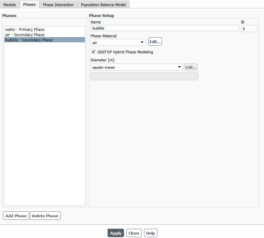 Flow transition in vertical gas liquid columns using Ansys Fluent.