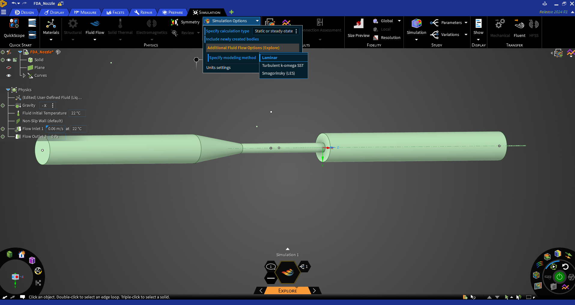 Ansys Discovery Application on a Benchmark: FDA Nozzle