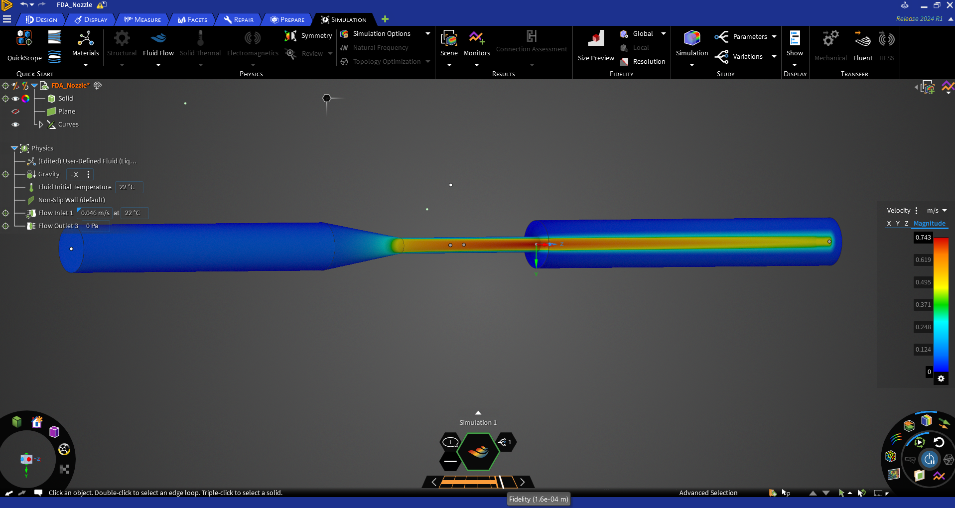 Ansys Discovery Application on a Benchmark: FDA Nozzle