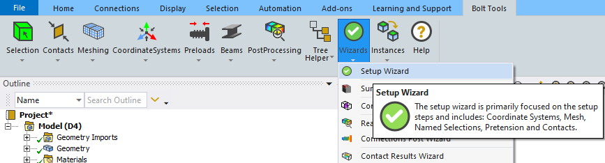Automatic Bolt Generation in Ansys Mechanical using 'Bolt Tools' Add-On