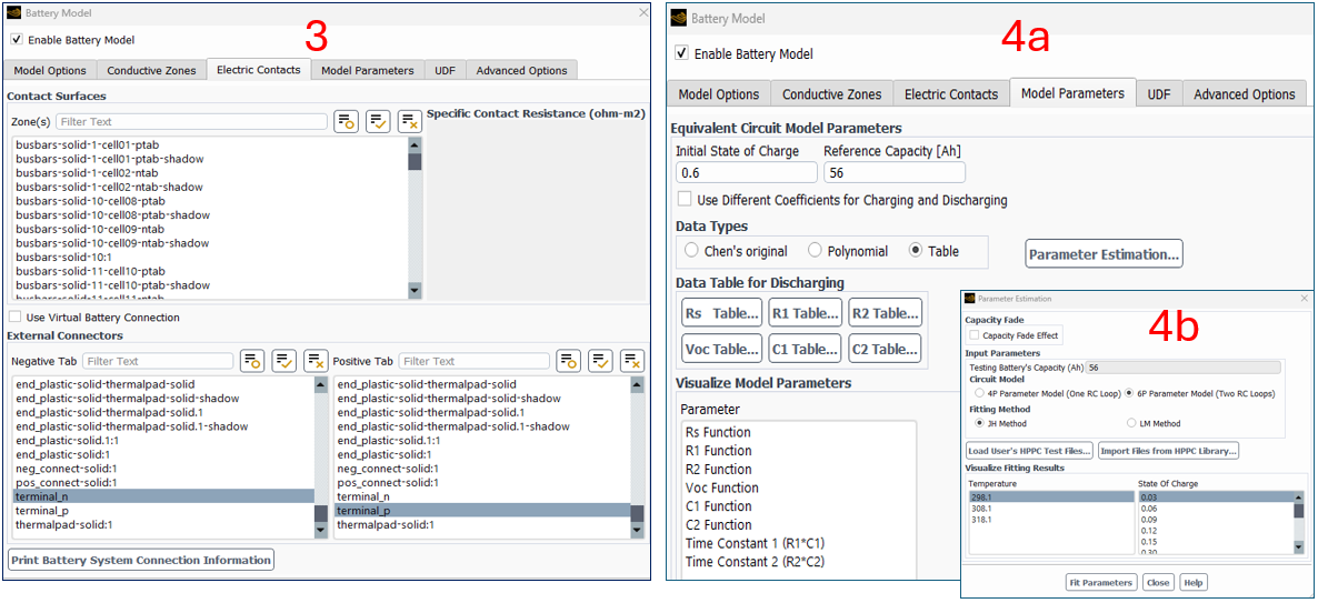 Fluent Equivalent Circuit Model Applied to Steady-State Battery Module