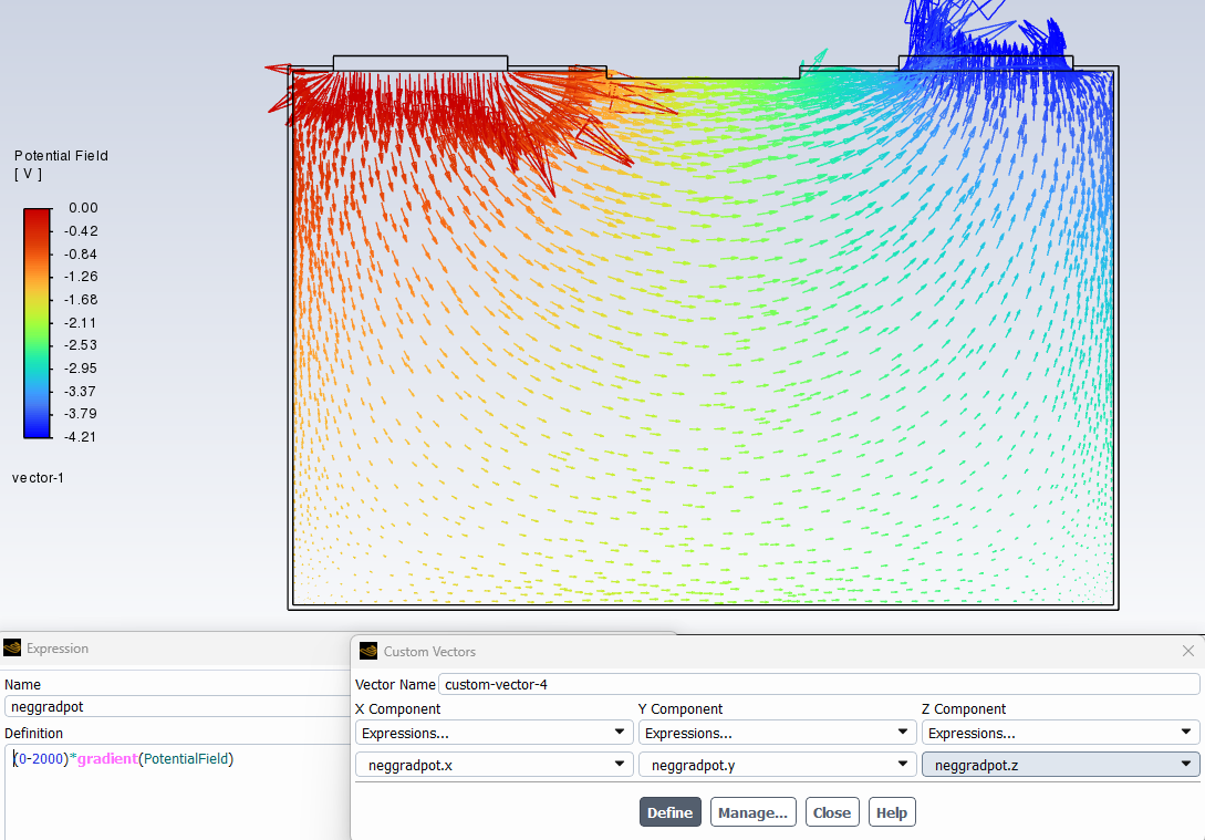 Battery cell potential field simulation with Fluent battery model