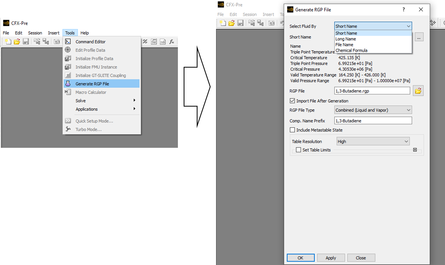 Step-by-Step Guide to Configure RGP Tables in Ansys CFX Pre