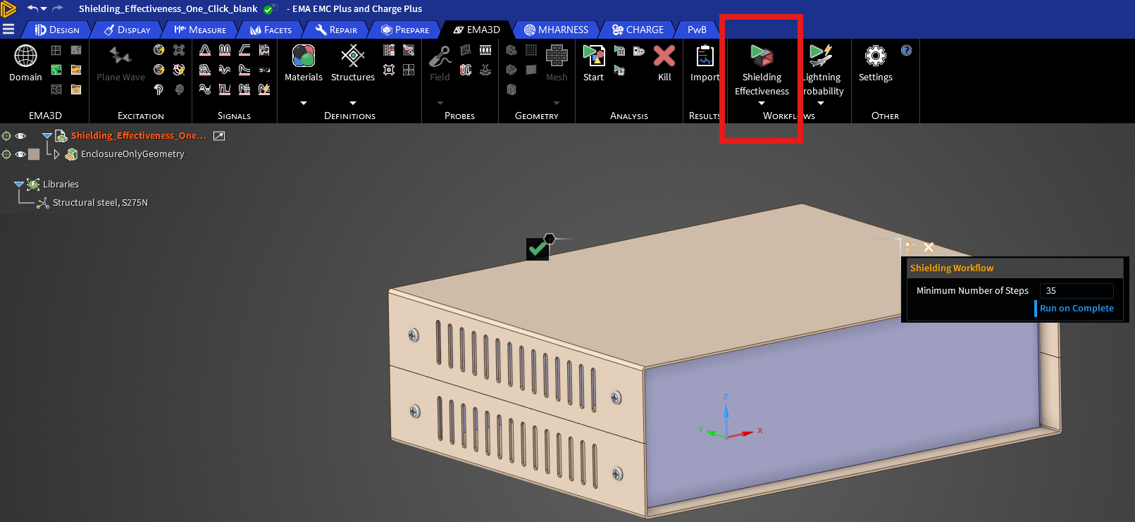 Ansys EMC Plus: One-Click Workflow for Simulating Shielding Effectiveness