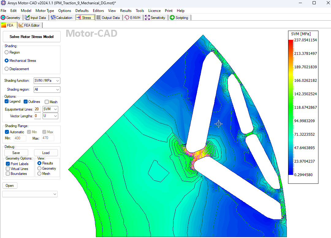 Ansys Motor-CAD: Mechanical Rotor Stress & Displacement