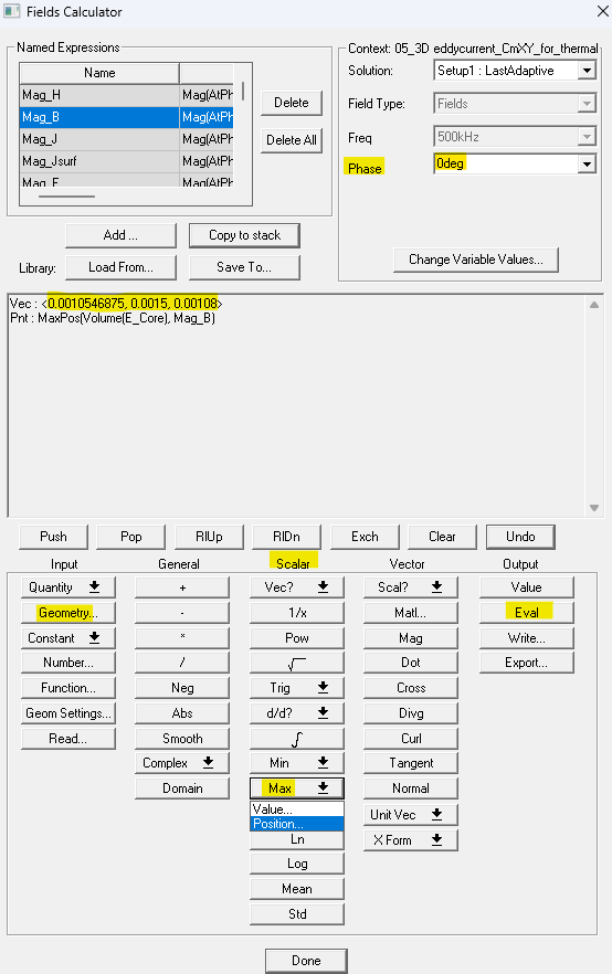 Ansys Maxwell: Locate the Point of Maximum Magnetic Flux Density