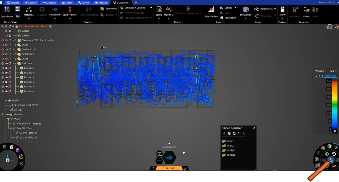 Ansys Discovery Room Ventilation Simulation
