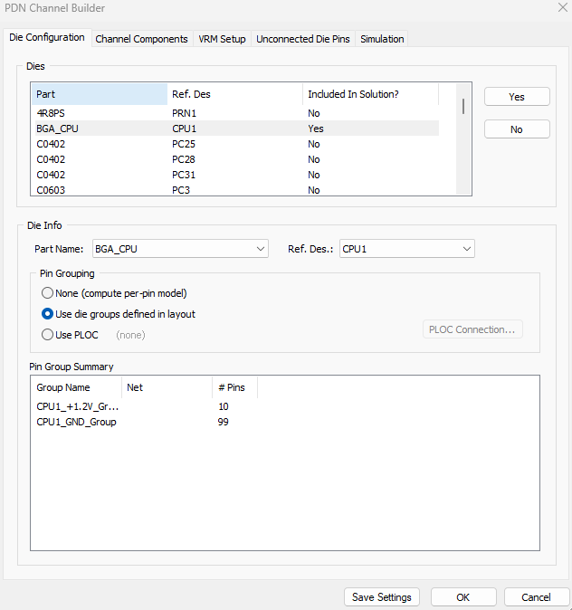 SIwave: PDN Channel Builder solver